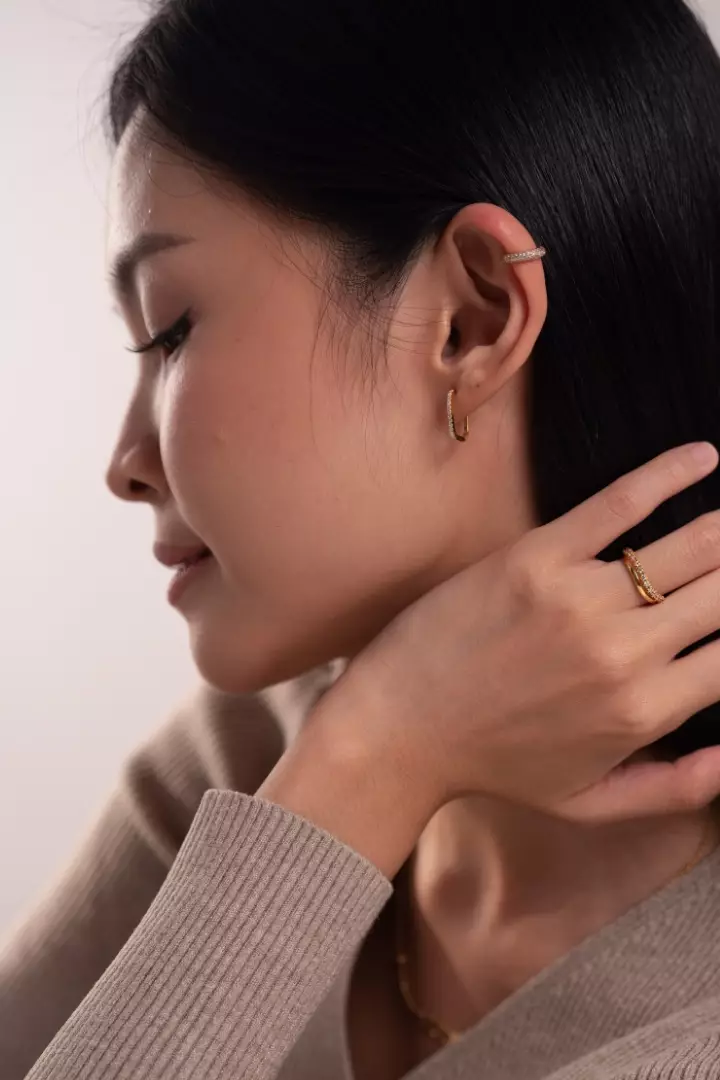 Jual Jewel and Tale Fay Stone Earring - 925 Sterling Silver with 18k ...