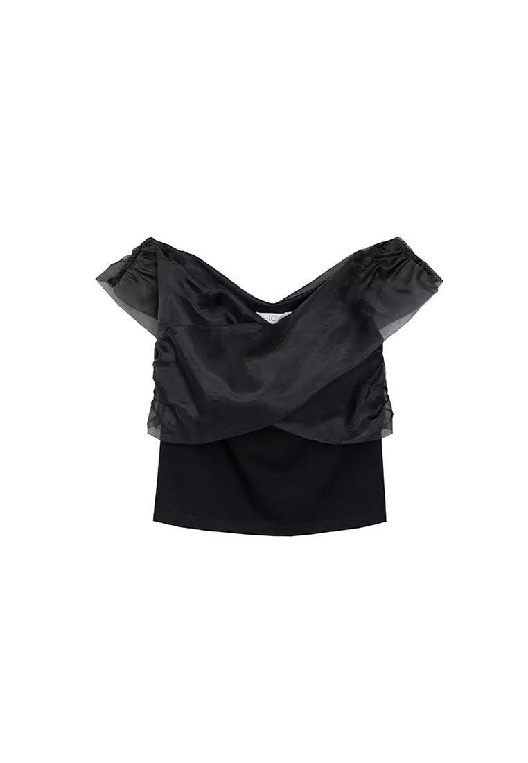 Jual AIR SPACE Criss Cross Sheer Off Shoulder Top Original 2025 ...
