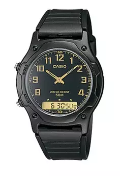 Jual CASIO Casio Analog Digital Jam Tangan Unisex Strap Karet Hitam AW-49H-1B Original Original ...