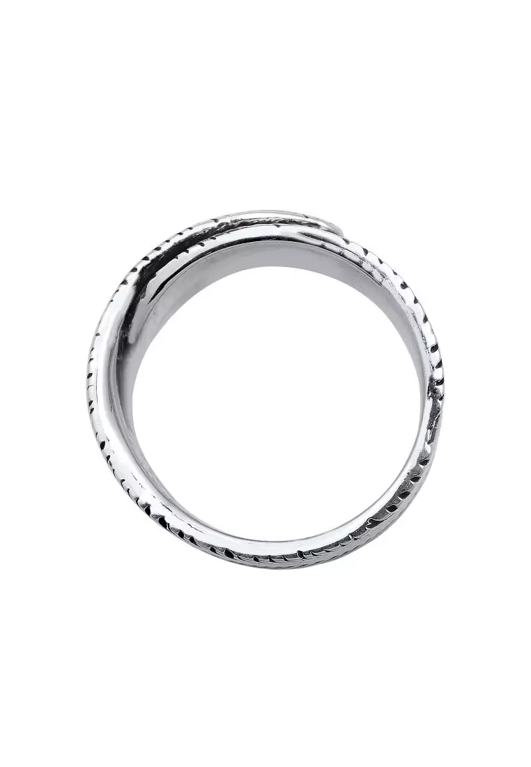 Buy Kuzzoi Men's Silver Oxidised Feather Band Ring 2026 Online | ZALORA
