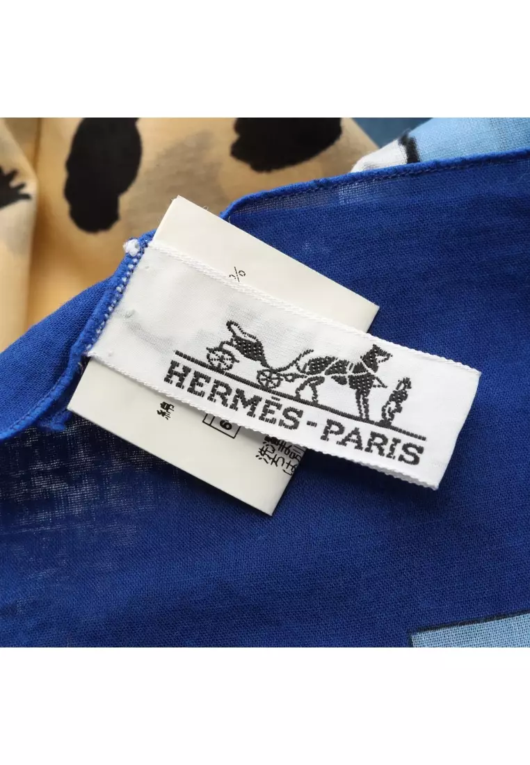 Buy Hermes Pre-Loved Hermès Pareo Stall leopard cotton blue beige ...