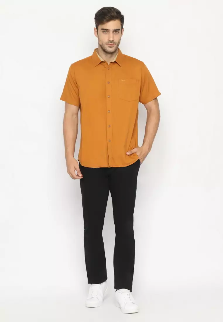 Jual Police Denim POLICE Kemeja Polos Cotton Twill Dark Yellow Regular ...