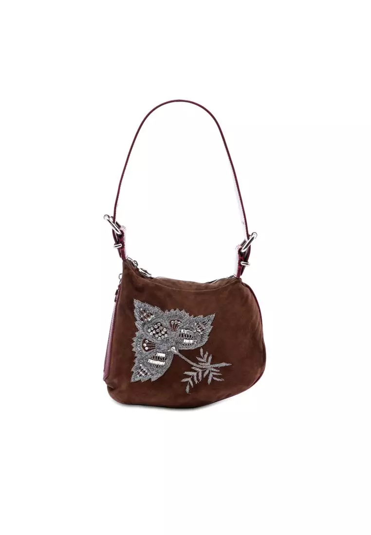 Buy Fendi Pre-Loved Fendi Sequin And Crystal Embellished Suede Oyster ...