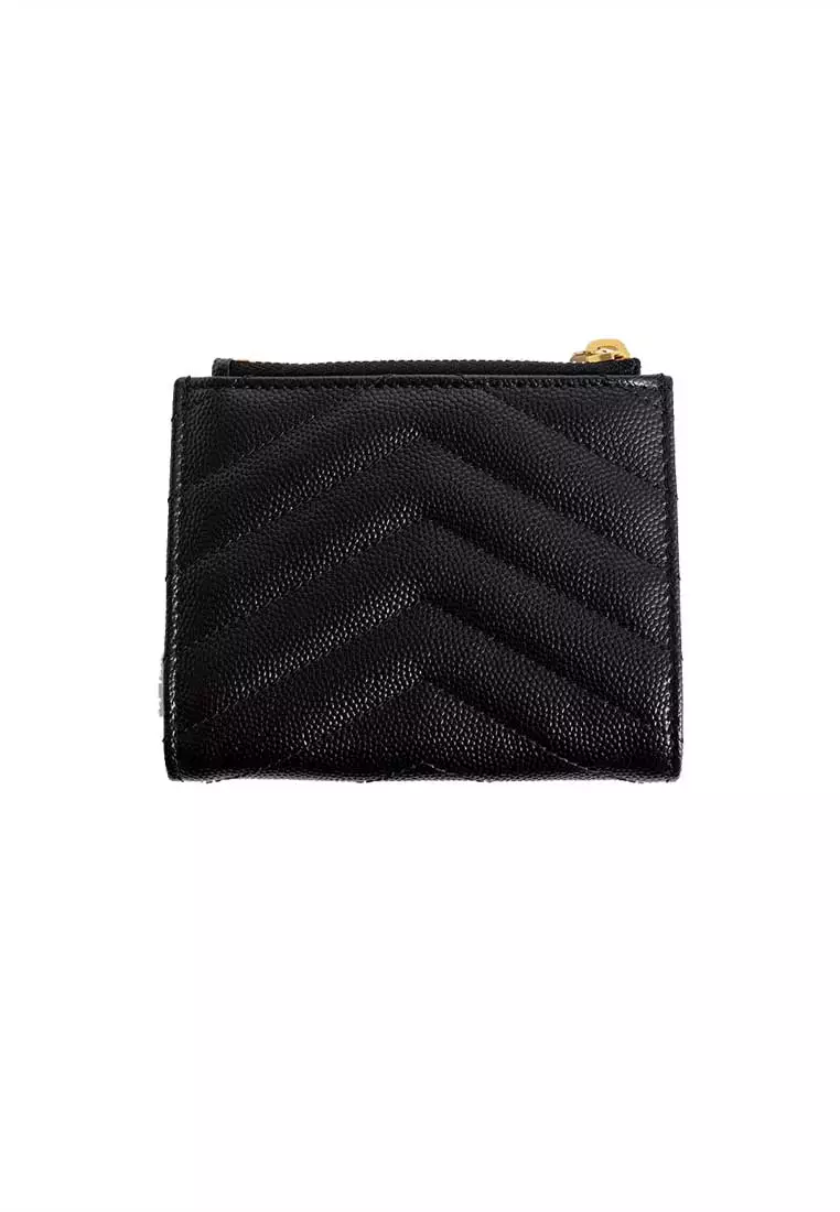 Buy SAINT LAURENT YSL Cassandre Matelasse Bi-Fold Wallet In Grain De ...
