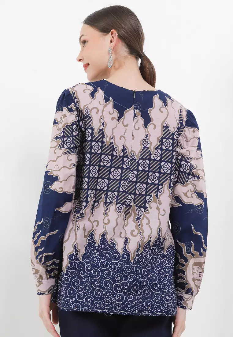Jual Elshanum Batik Seroja Blouse Batik Premium Wanita Casual Modern ...