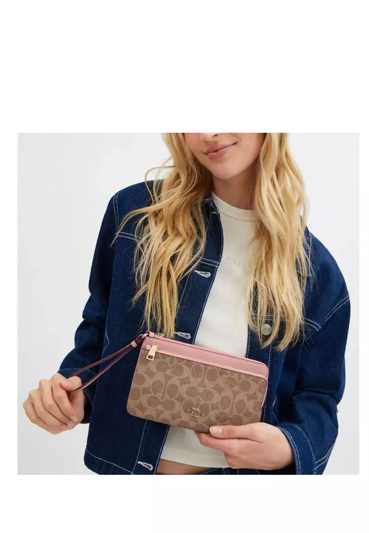Buy Coach COACH Double Zip Wallet In Signature Canvas Online | ZALORA ...