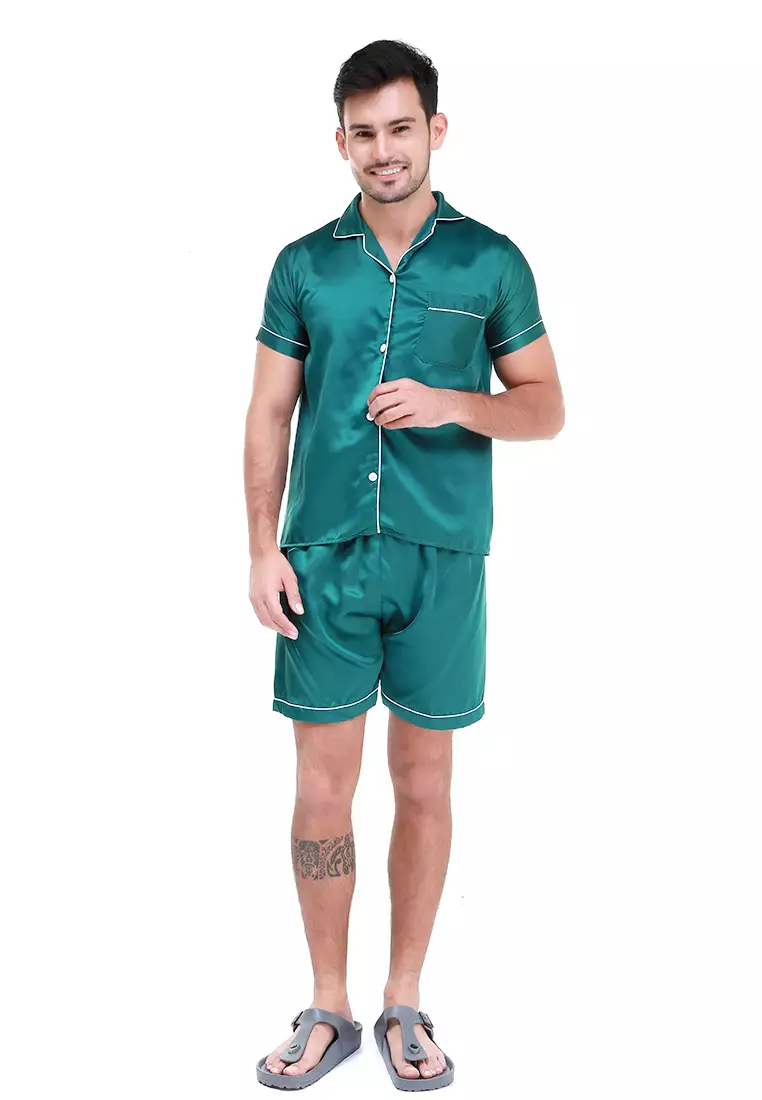 Jual Hamlin Klicin Piyama Pria Three Quarters One Set Sleepwear Pajamas ...