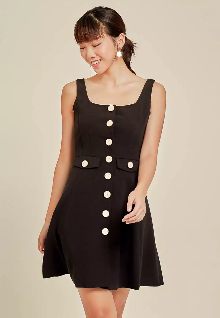 Buy Dressing Paula Square Neck Textured Cady Dress Online | ZALORA Malaysia