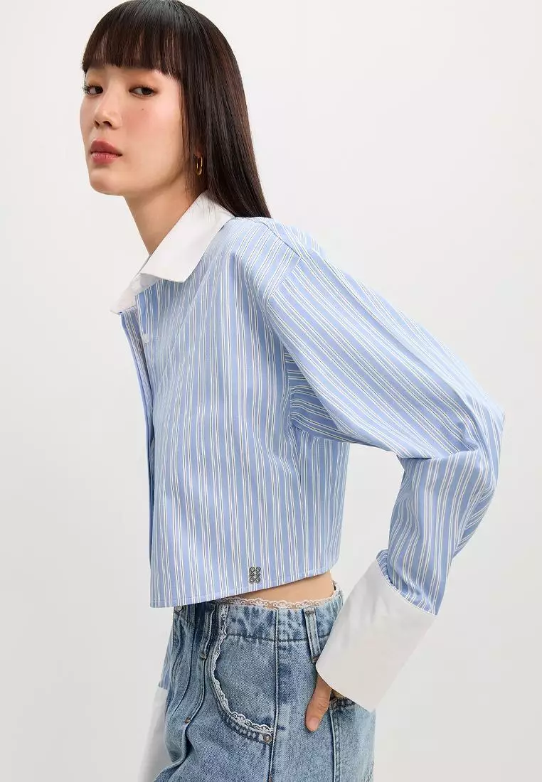 Buy Pomelo Cropped Striped Shirt 2026 Online | ZALORA Philippines