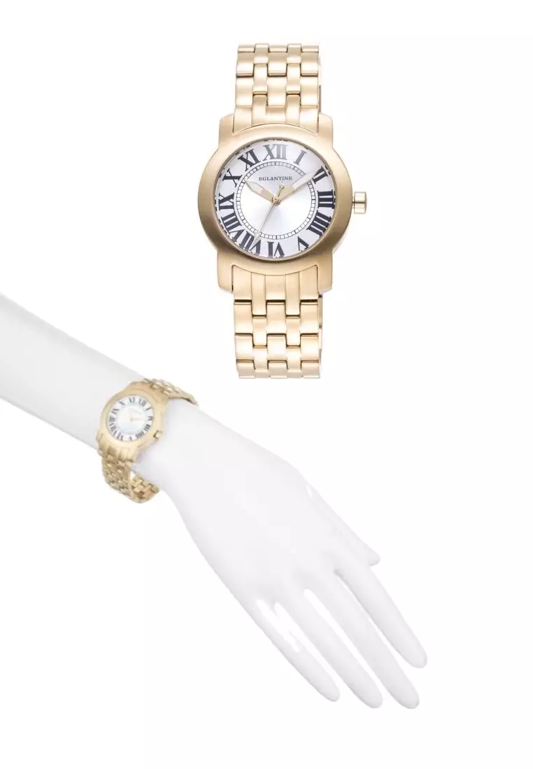 EGLANTINE Emily Ladies Gold Plated Steel Quartz Watch on Gold Plated ...