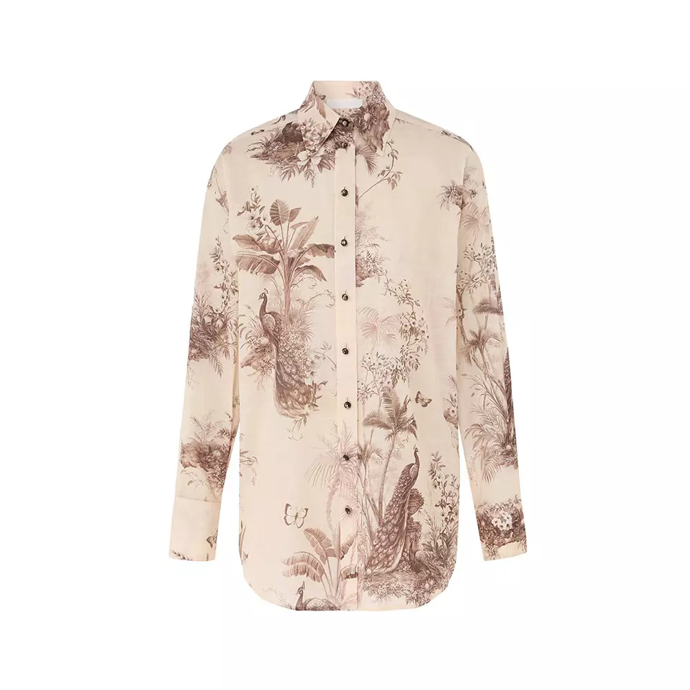Jual Zimmermann Zimmermann Waverly Button Up Shirt Beige Palm Original ...