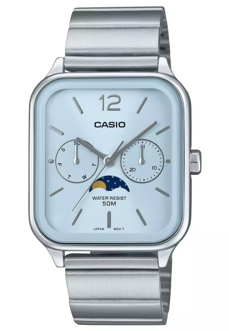 Buy Casio Casio General Analog Blue Dial Moon Phase Stainless Steel Men ...