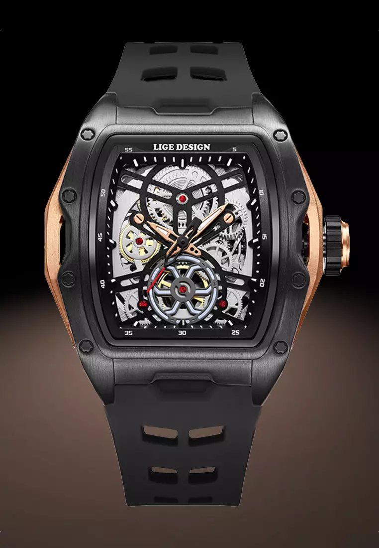 Buy LIGE Automatic Unisex IP Black Stainless Steel Self-winding Watch ...