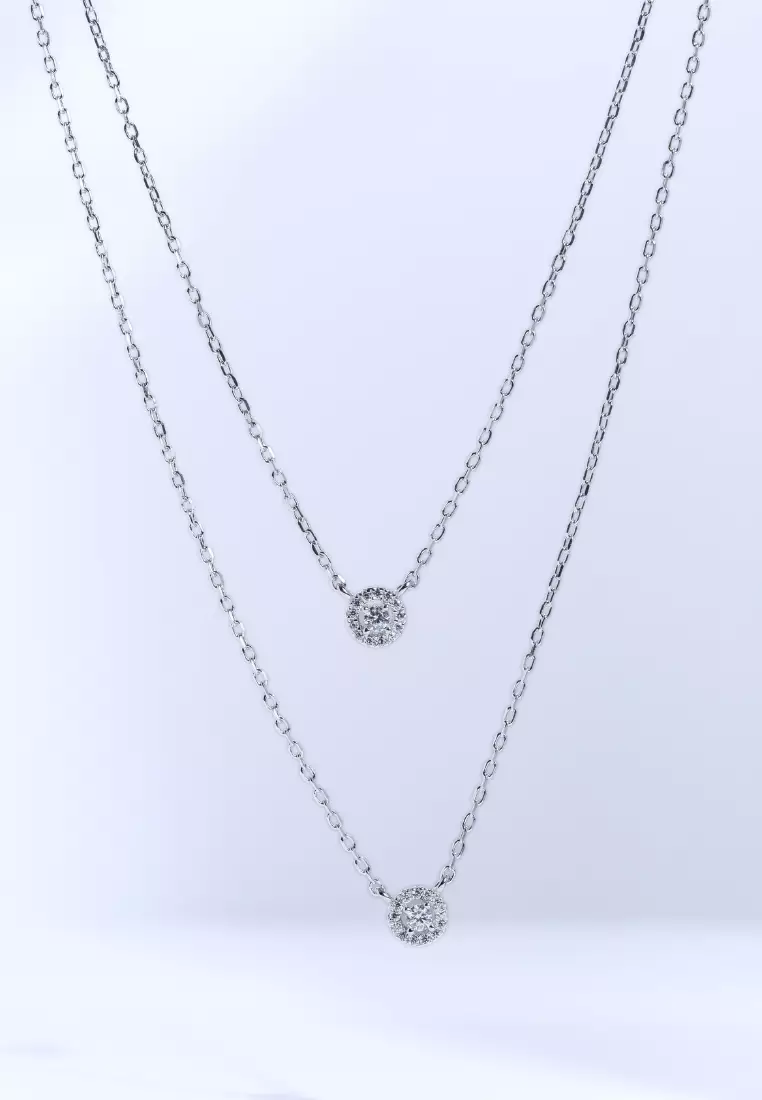 Buy Alfredulla Duo Crested Dots Silver 925 Zirconia Necklace 2025 ...