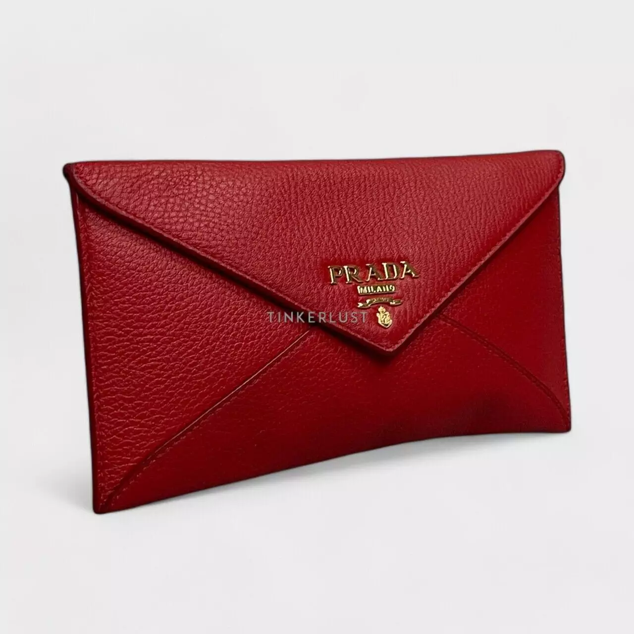 Jual Prada [PRELOVED] Prada Vitello Grain Envelope Red Leather GHW ...