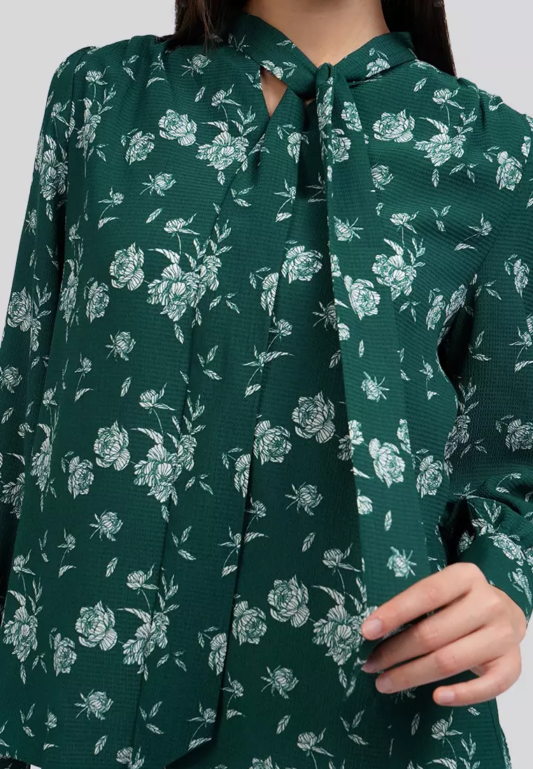 Jual Executive Tie Neck Printed Blouse Original 2025 | ZALORA Indonesia