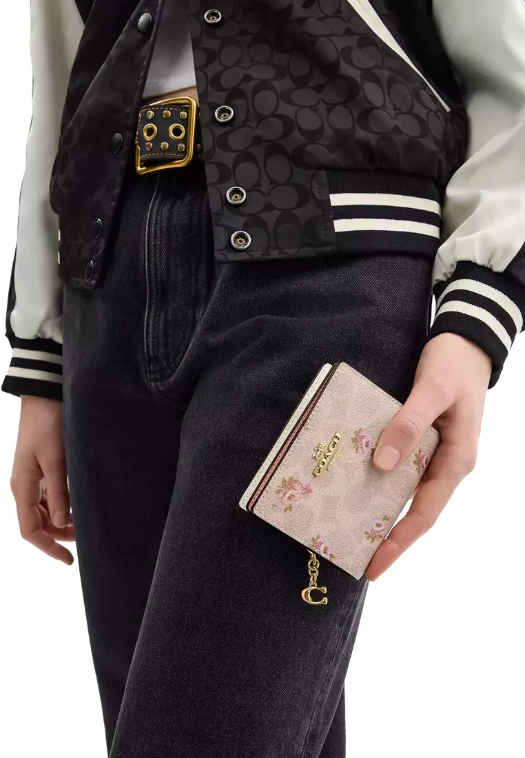 Buy Coach Snap Wallet In Signature Canvas With Floral Print in Sand ...