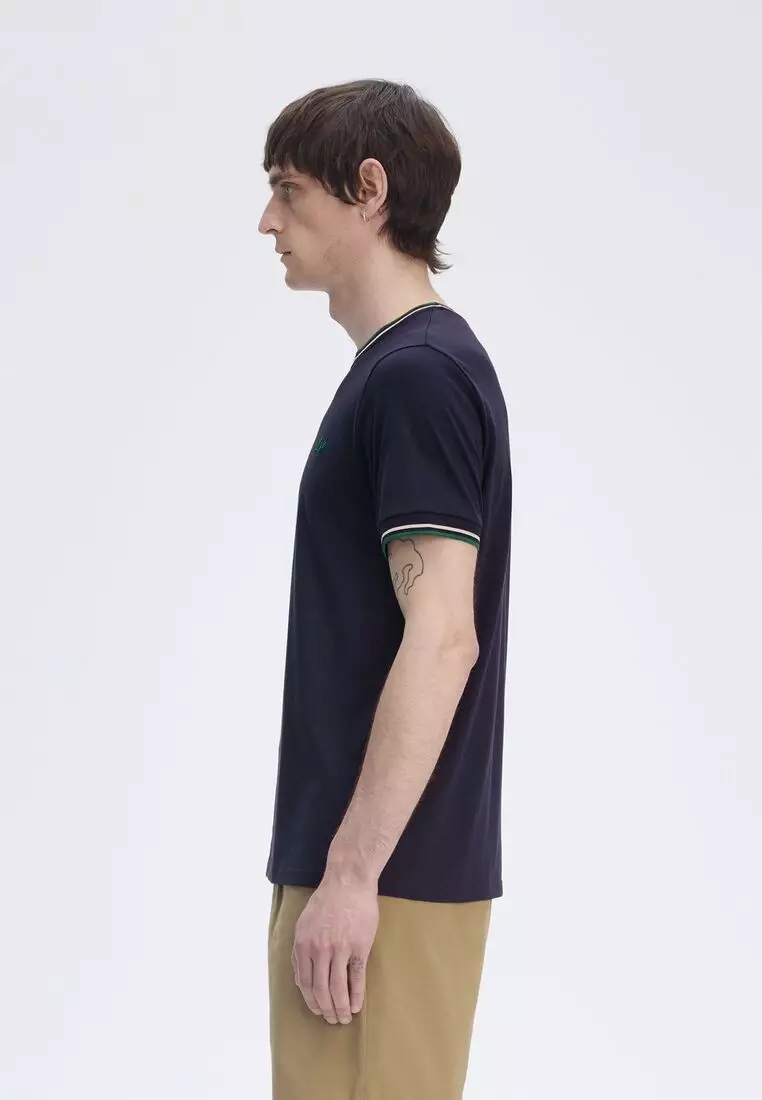 Buy Fred Perry Fred Perry M1588 Twin Tipped T-Shirt (Dark Carbon ...