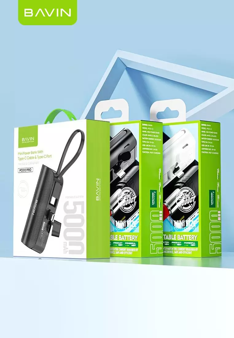 Buy BAVIN PC012 Pro 5000mAh Mini Fast Charging Power Bank with Built-In ...