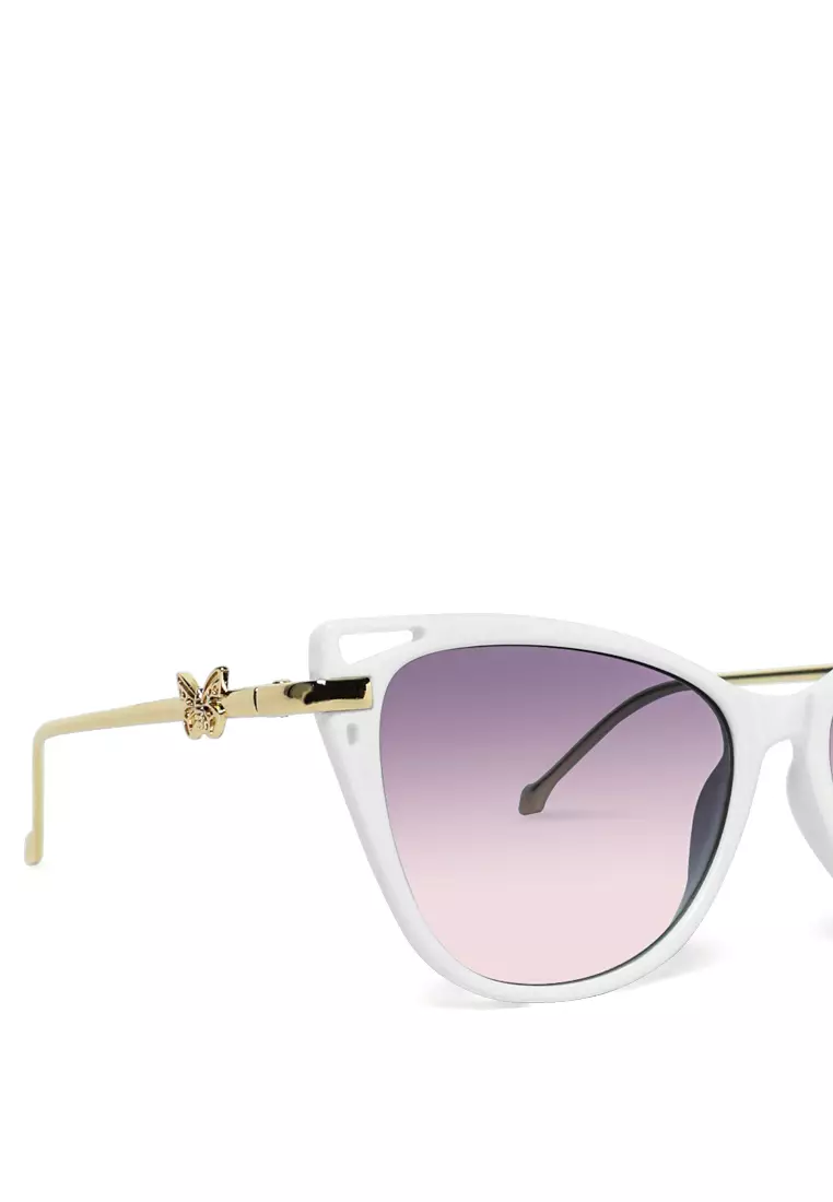 London Rag Retro Cat Eye Sunglasses In White Purple 2024 Buy London