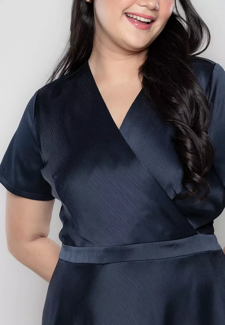 Buy Paperdolls Milly Plus Size Emmanuelle Front Wrap Dress in Satin Fabric 2025 Online | ZALORA ...