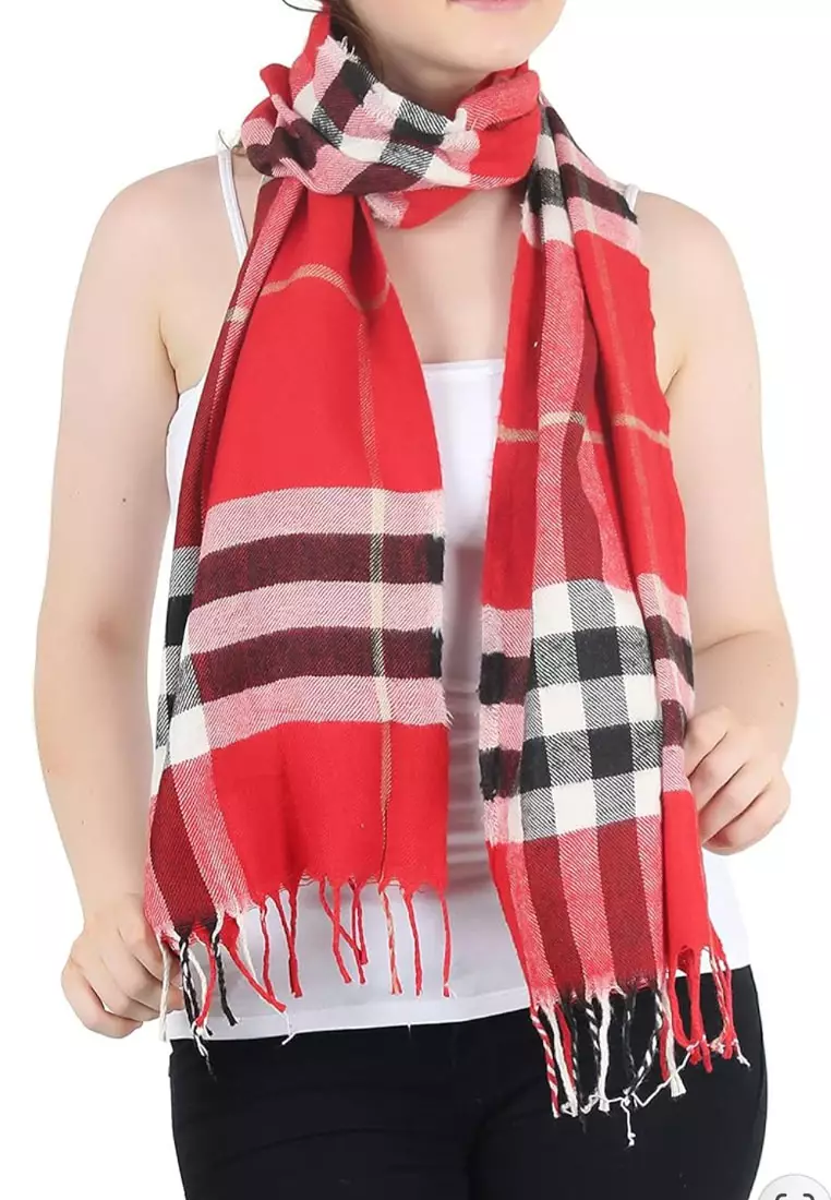 Jual San Marco Aksesoris Wanita Checkered Acrylic Muffler Shawl Syal ...