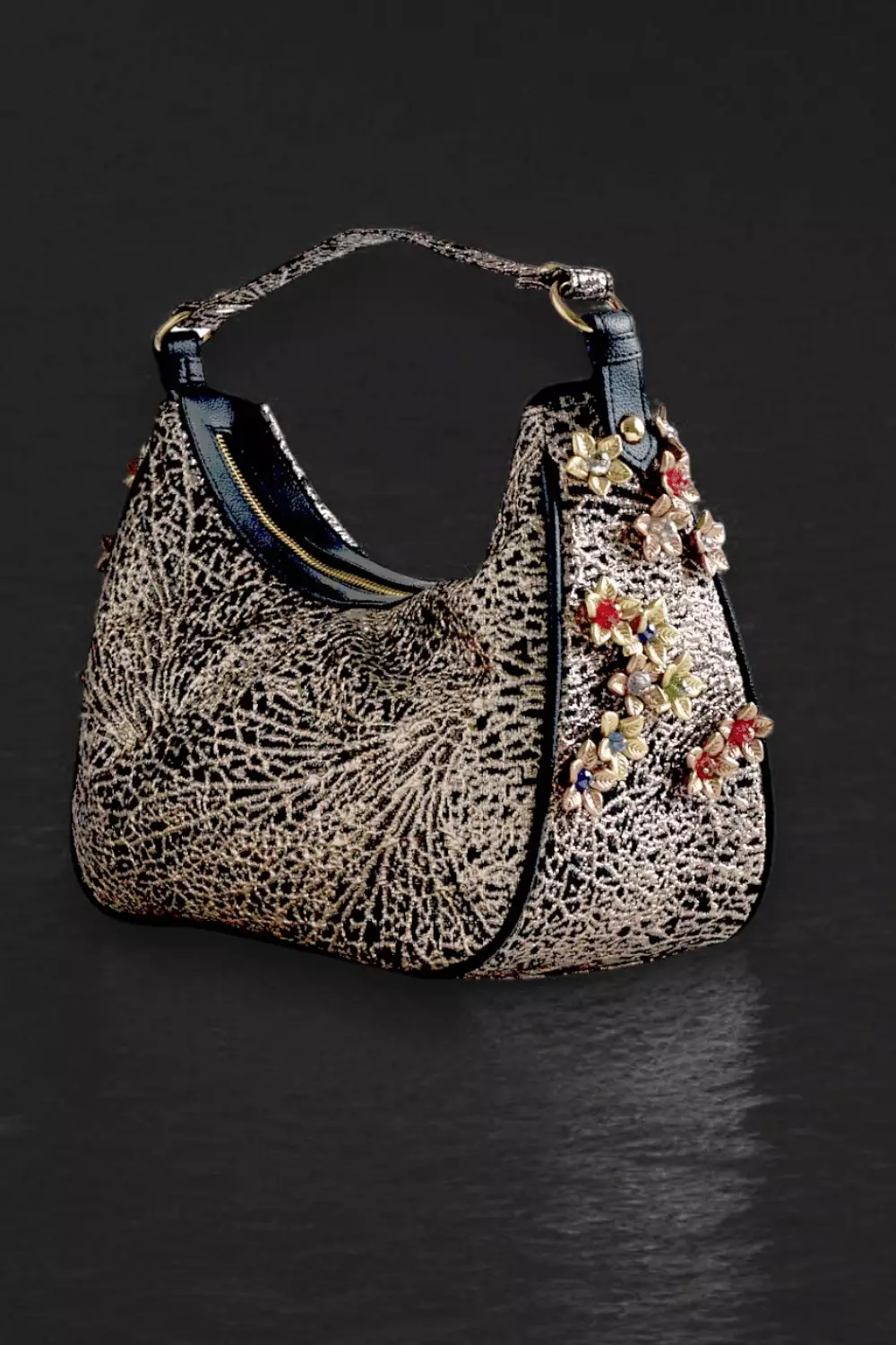 Jual Demure & Co Crystal Embellished Rania Metallic Gold Lurex Tote Bag ...