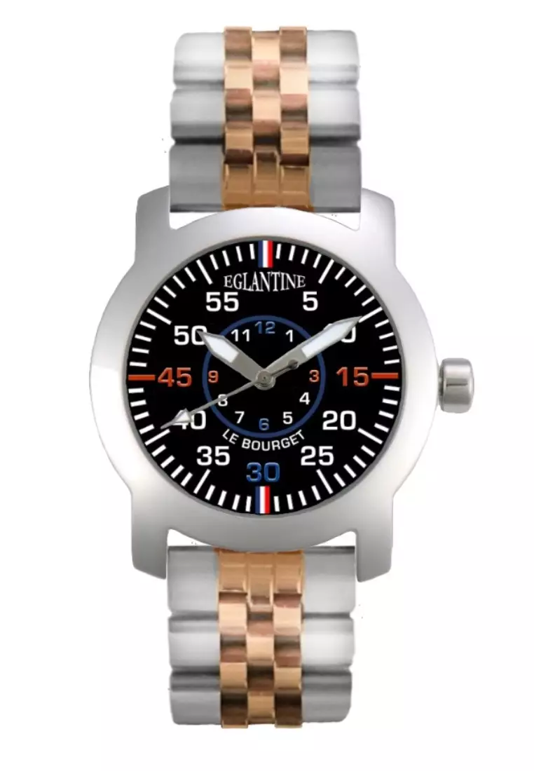 Buy EGLANTINE LE BOURGET Unisex Stainless Steel Aviator Quartz Watch ...