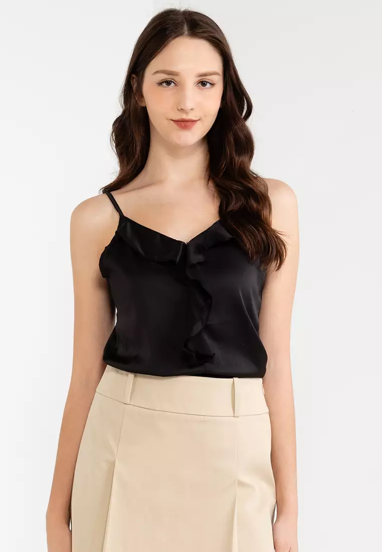 Buy Artist Ruffled Neck Camisole Top 2025 Online | ZALORA