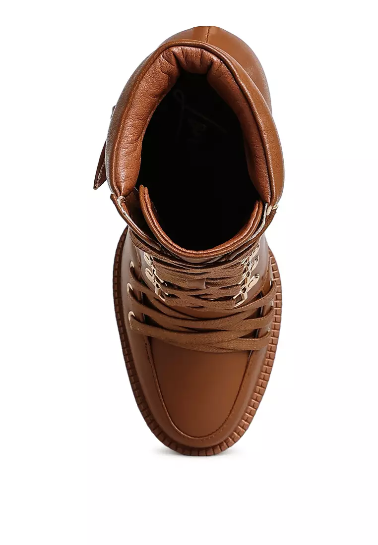 Buy London Rag Lace up Combat Boots in Tan Online | ZALORA Malaysia