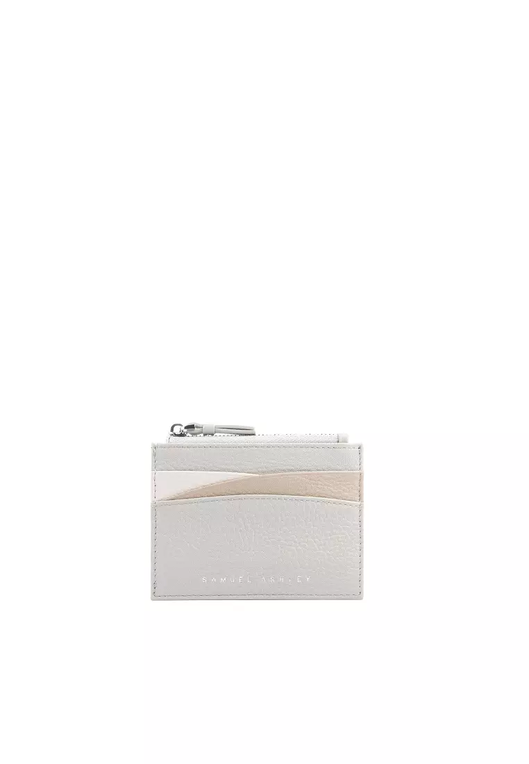 Buy Samuel Ashley Amber Top Zip Leather Card Holder - Light Grey Online ...