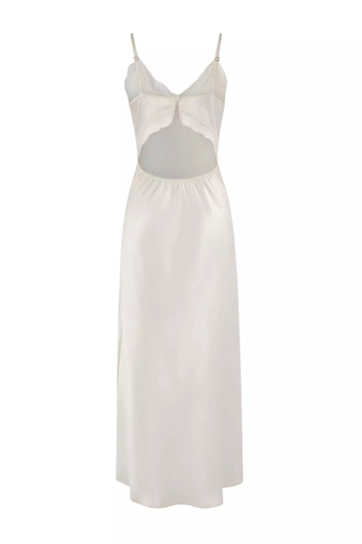 Buy Trendyol White Lace Piece Back Detail Thread Strap Satin D Woven ...