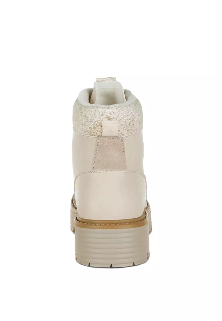 Buy London Rag Lace-Up Chunky Warm Ankle Boots in Beige Online | ZALORA ...