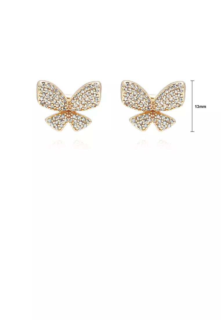 Buy SOEOES Simple and Lovely Plated Gold Butterfly Stud Earrings with Cubic Zirconia 2025 Online ...
