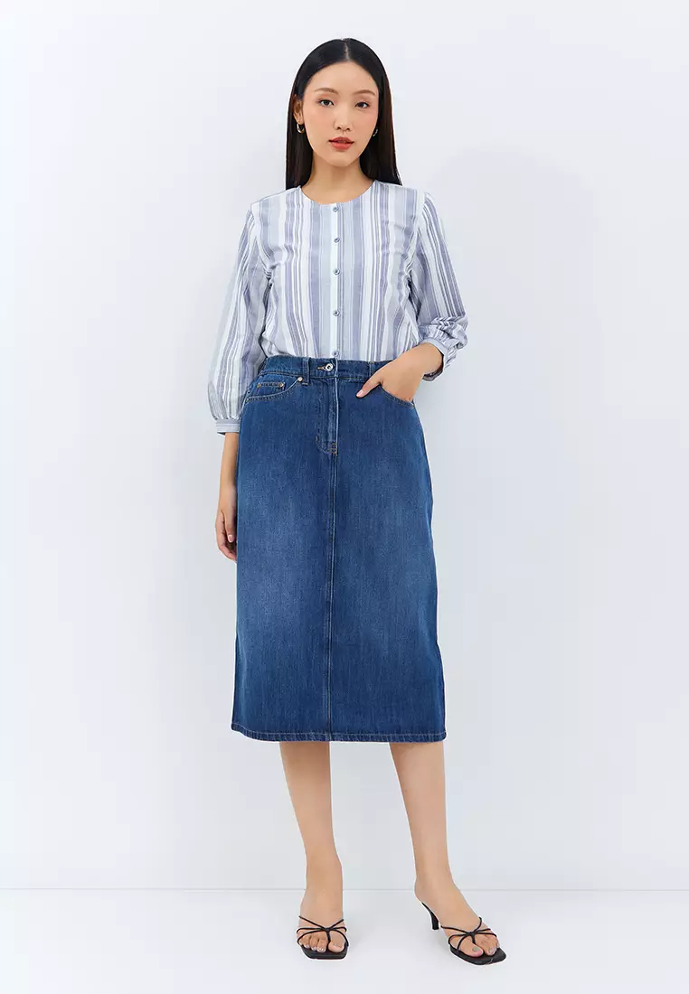 Jual Geela Gita Midi Dark Blue Skirt (G.2302) Original 2024 | ZALORA Indonesia