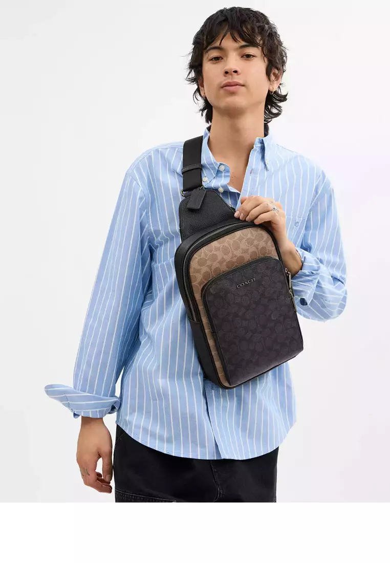 Buy COACH Ethan Pack In Blocked Signature Canvas 2025 Online | ZALORA