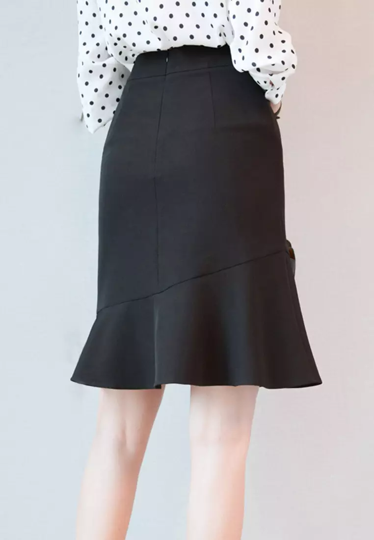 Buy HAPPY FRIDAYS High Waist Ruffle Fish Tail Skirt JW DB-A1575 2025 ...