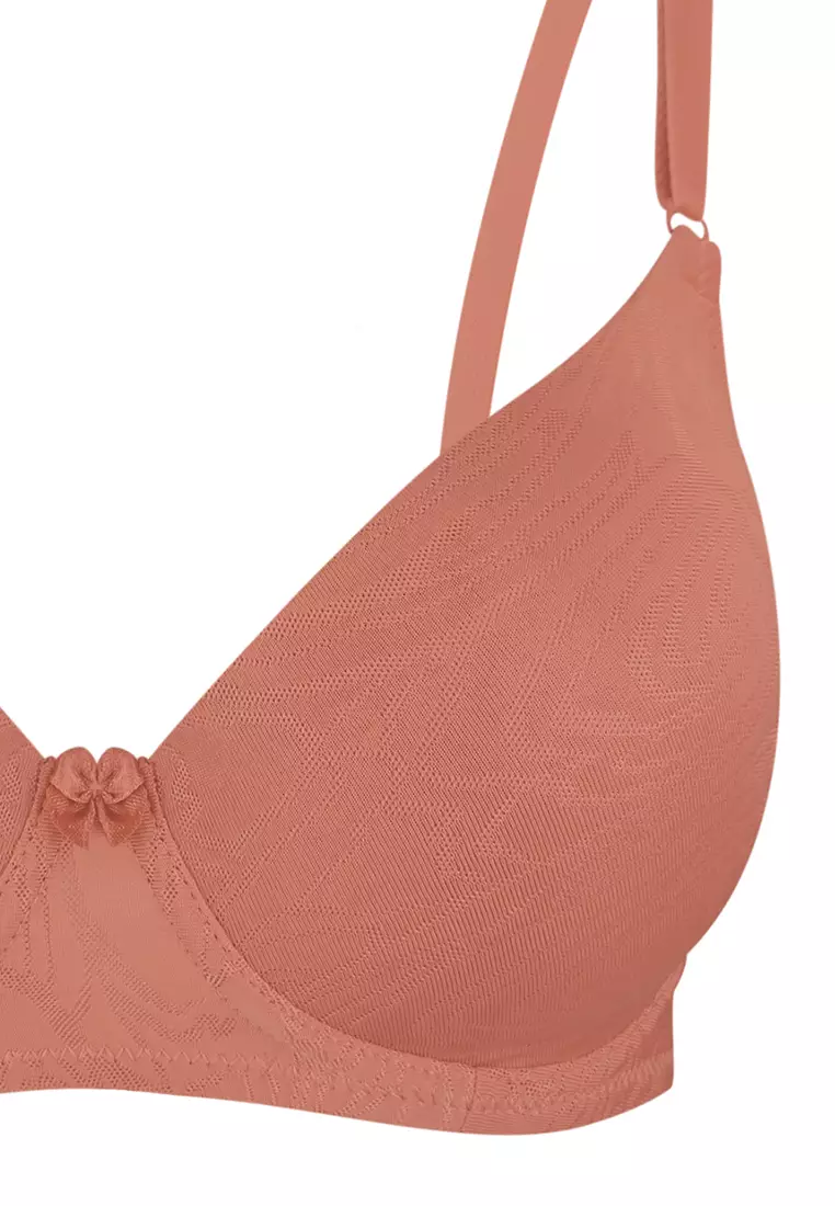 Buy BARBIZON Color Your Life Jacquard Rust Full Cup Bra With Underwire ...
