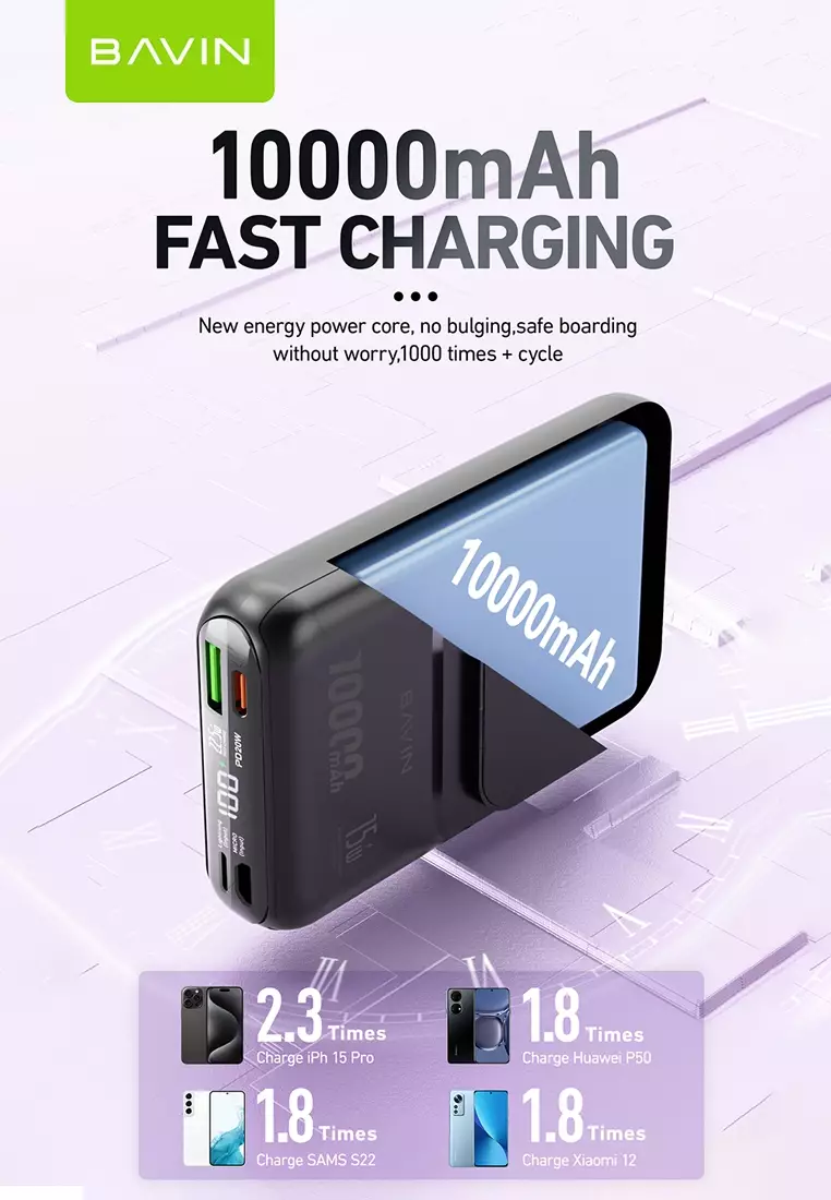 Buy BAVIN Bavin PC1066 10000mAh 22.5W Fast Charging Portable Power Bank ...