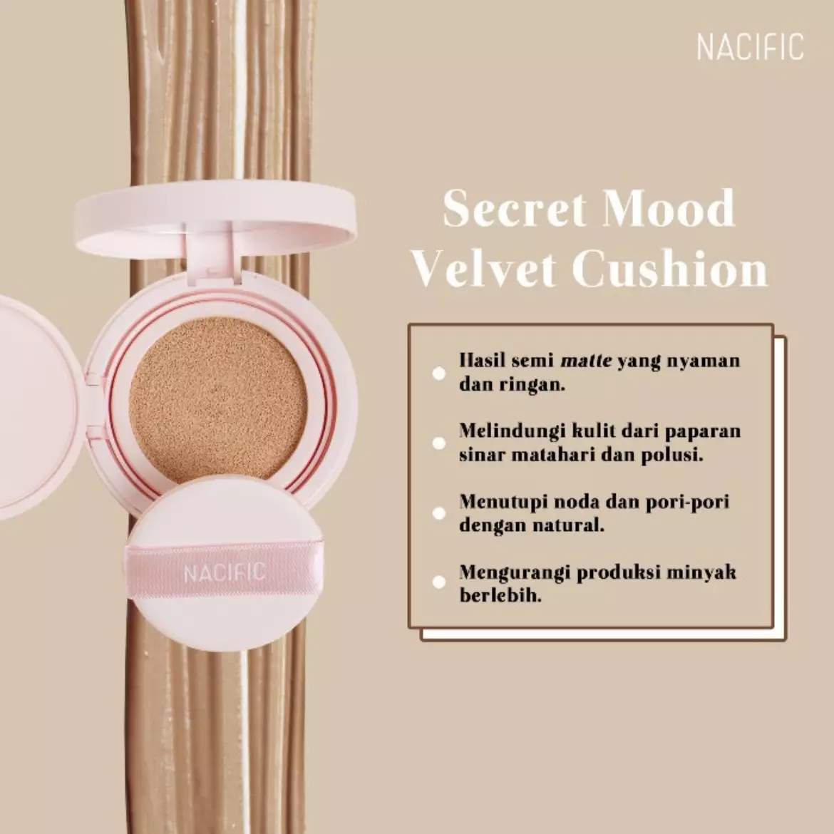 Jual Nacific Nacific Secret Mood Velvet Cushion - 27W Light Beige ...