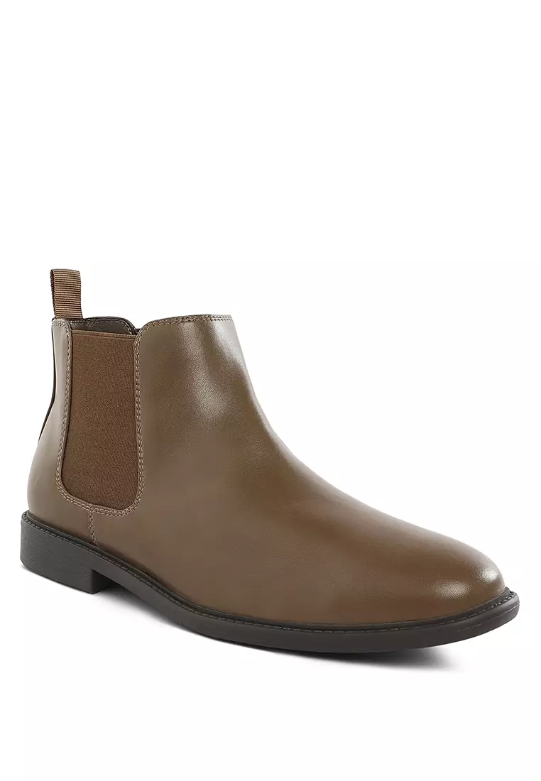 Buy London Rag Men's Faux Leather Chelsea Boots in Taupe Online ...