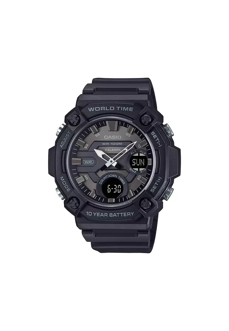 CASIO AEQ-120W-1BV Men Analog-Digital Watch Black Resin Strap 2025 | Buy CASIO Online | ZALORA ...