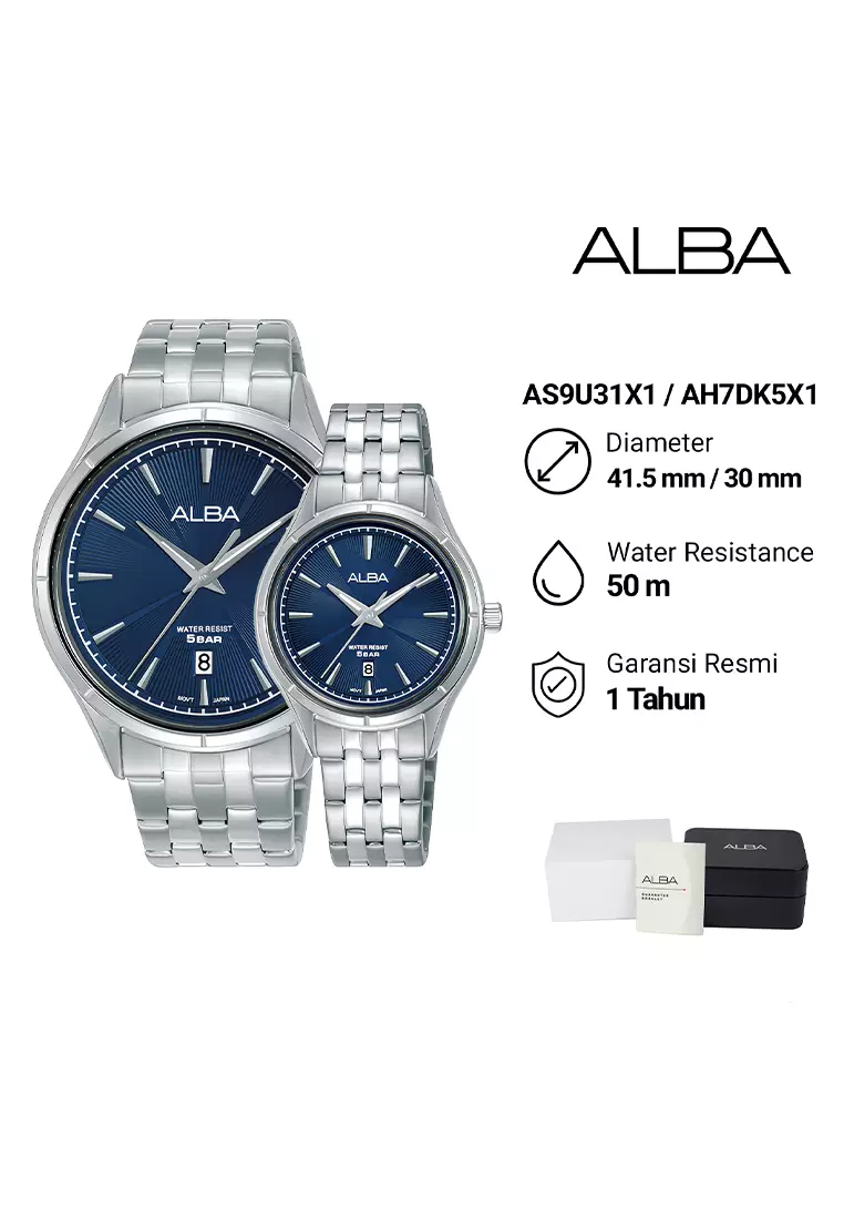 Jual Alba Alba Prestige Jam Tangan Analog Couple Silver Blue Dial ...