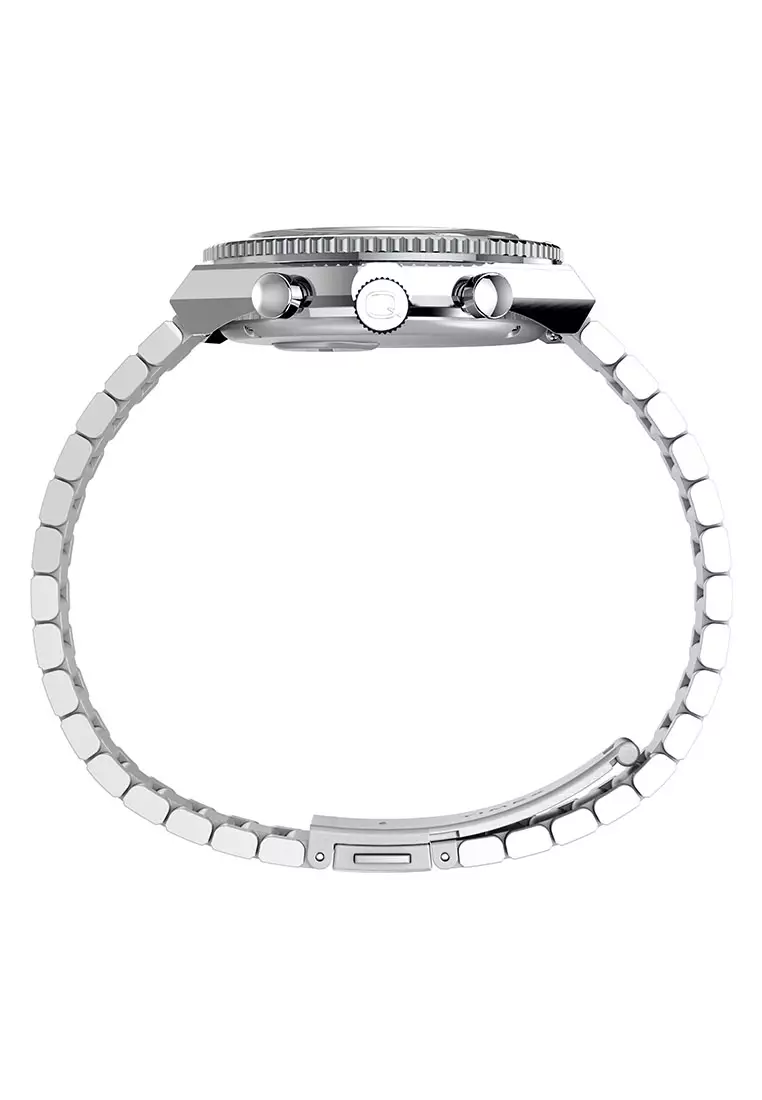 Buy TIMEX Timex Q Timex Gmt Silver Stainless Steel Analog Quartz Watch ...