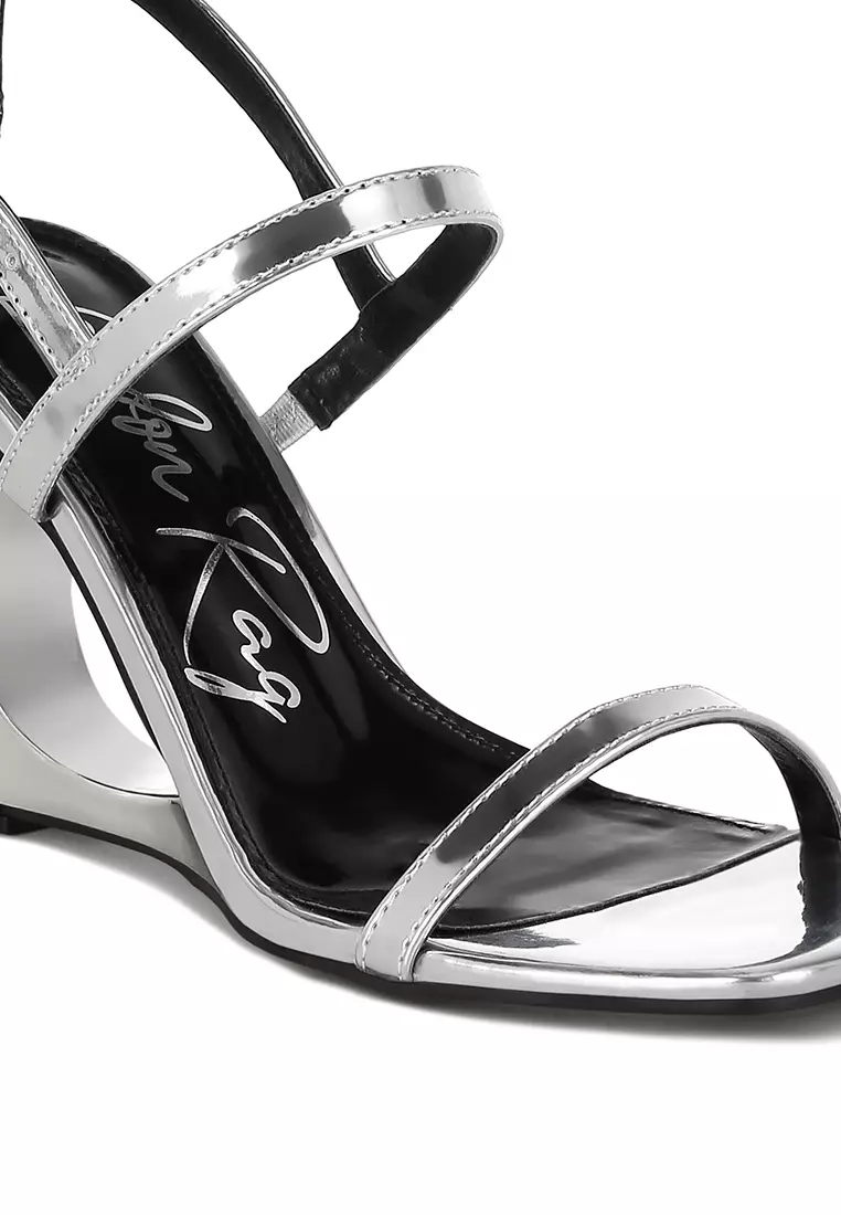 Buy London Rag Metallic Fantasy Wedge Heel Sandals in Silver 2026 ...