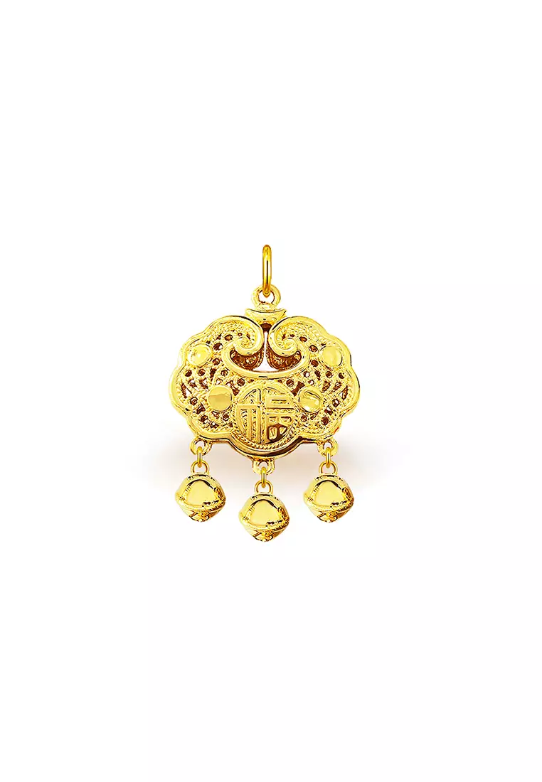 Buy MJ Jewellery 999.9/24K Pure Gold 3D Longevity Lock Pendant B715 (L ...