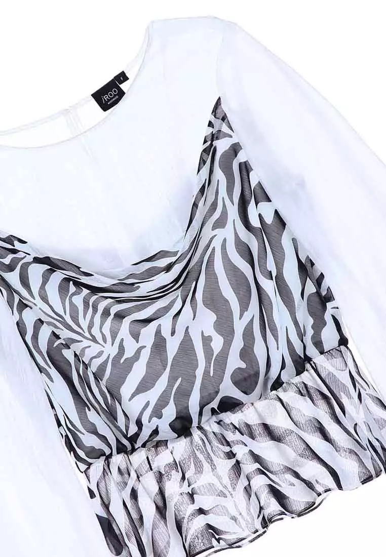 Buy iROO Zebra Print Chiffon Top 2025 Online | ZALORA