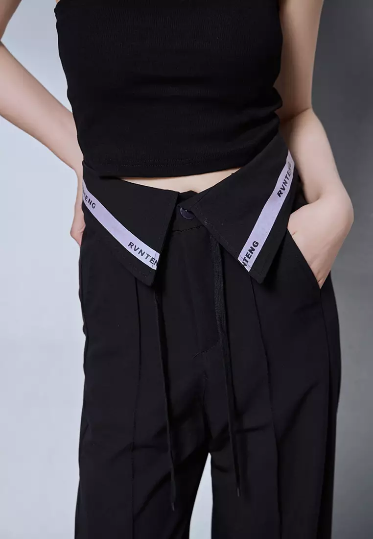 Buy X.O.X.O. Drawstring Suit Pants With Folded Flap Waist Details ...