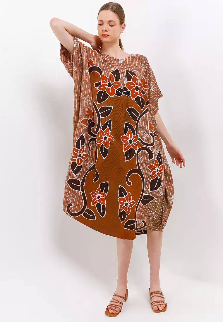 Jual BATIK RIZQINA Dress daster sleep wear batik tulis davina coklat ...