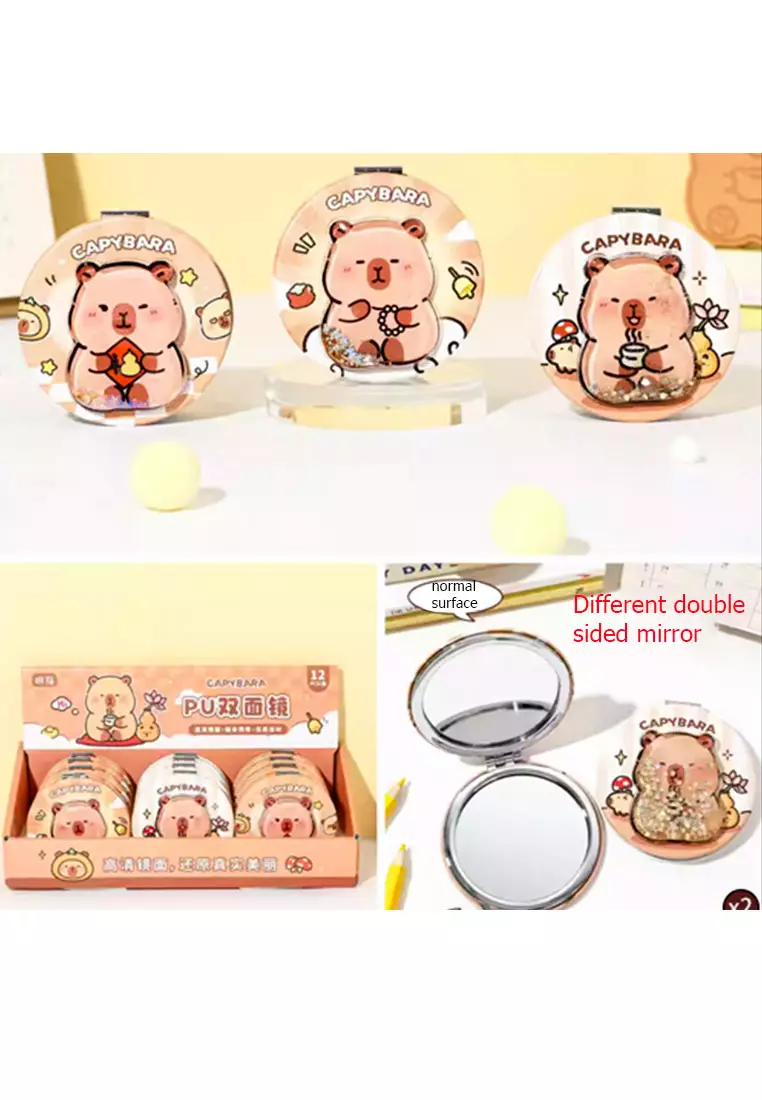 Buy Fashion by Latest Gadget Capybara Round PU Sticker Quicksand Mirror ...
